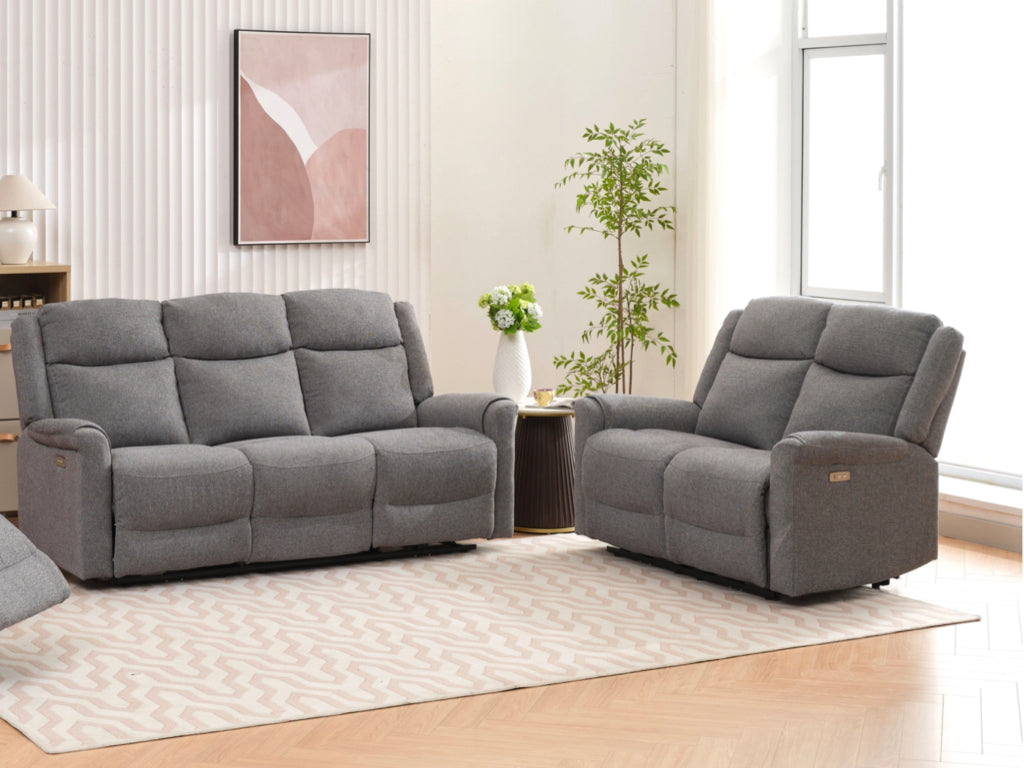 Lexus 3+2 Electric Suite Grey — Cheshire Furniture Outlet