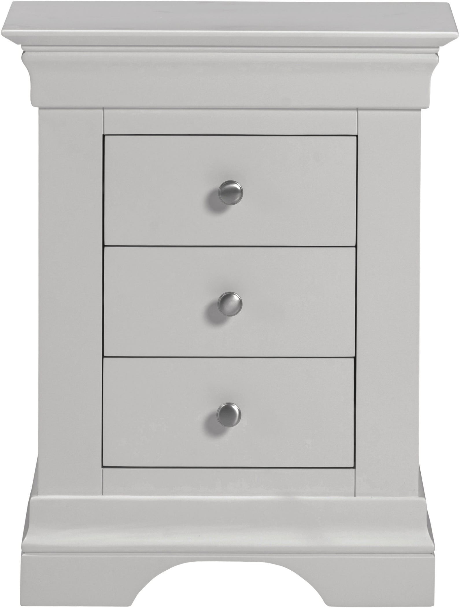 Bordeaux 3 Drawer Bedside Table - Pebble Grey — Cheshire Furniture Outlet