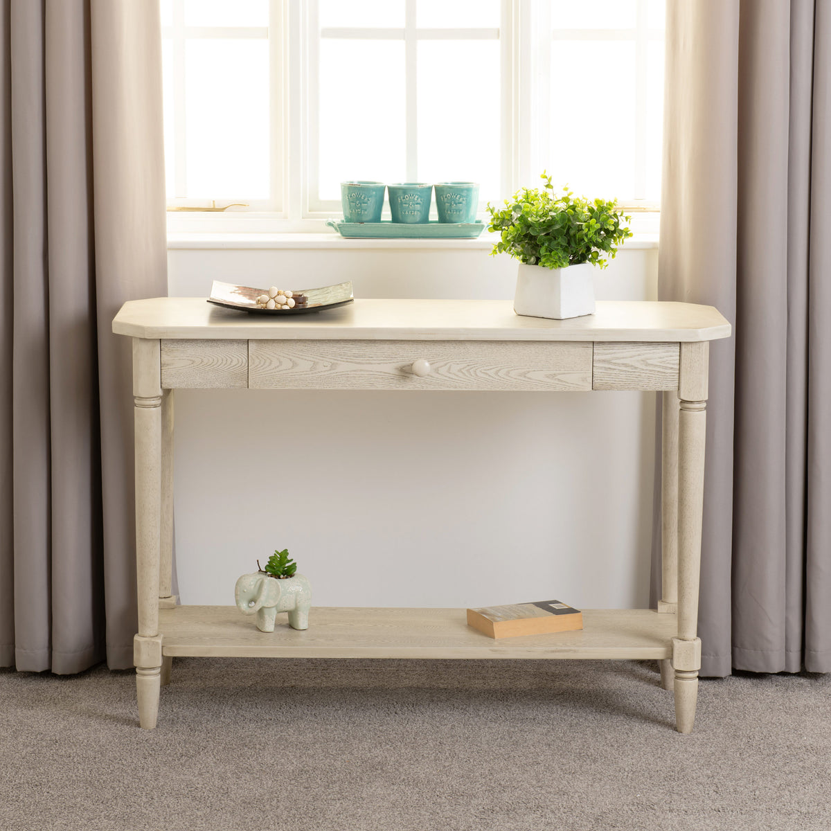 Chantilly French Style 1 Drawer Console Table with Curved Legs ...