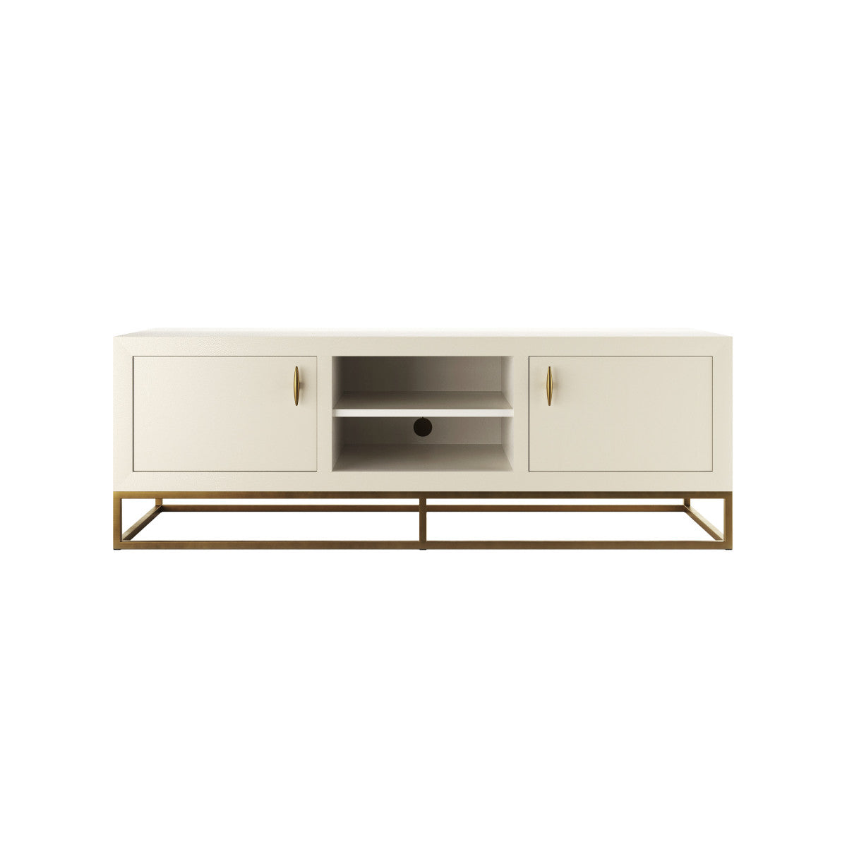 Hampton 2 Door TV Unit in Ivory Shagreen with Brass Handles — Cheshire ...