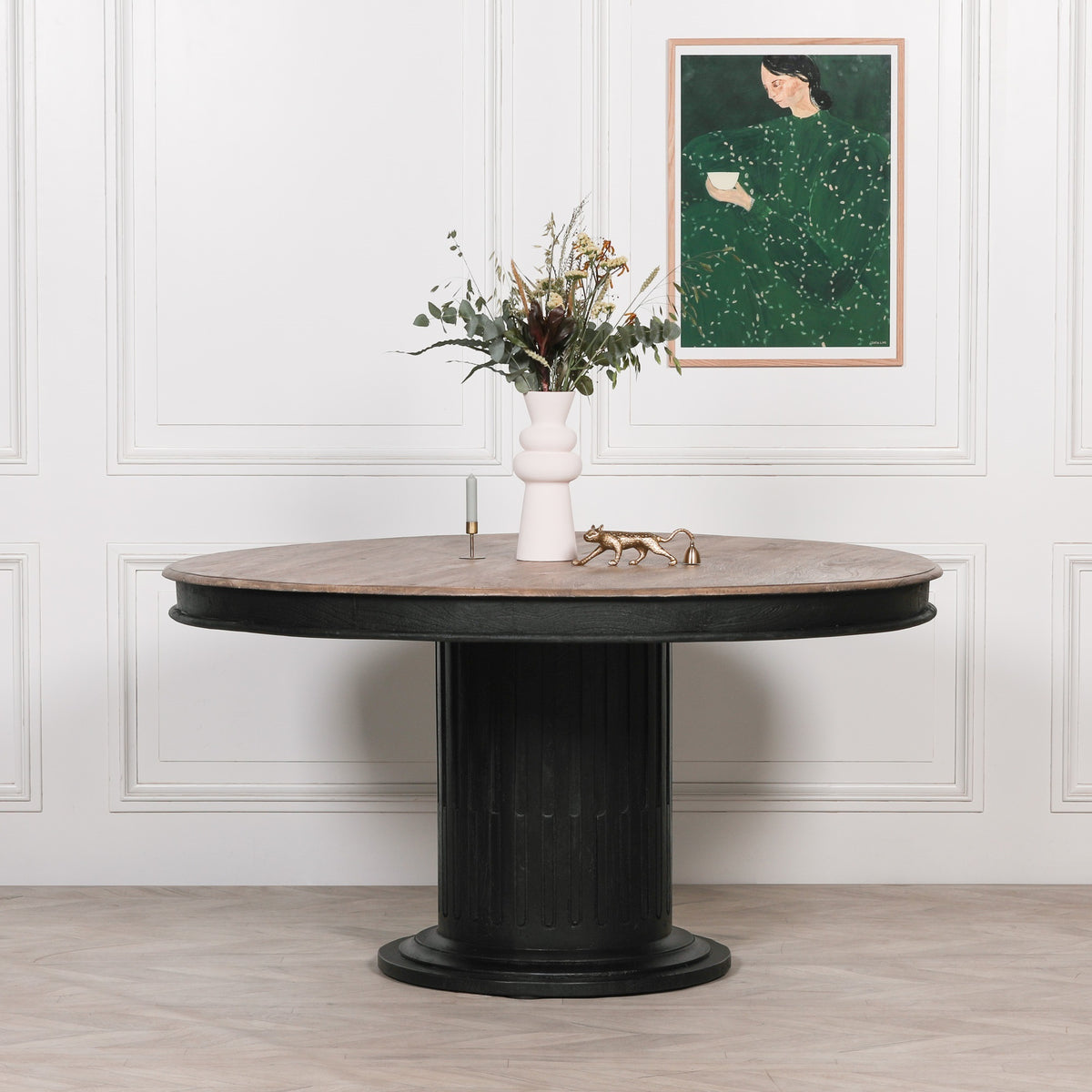 Black Wooden Round Column Dining Table — Cheshire Furniture Outlet