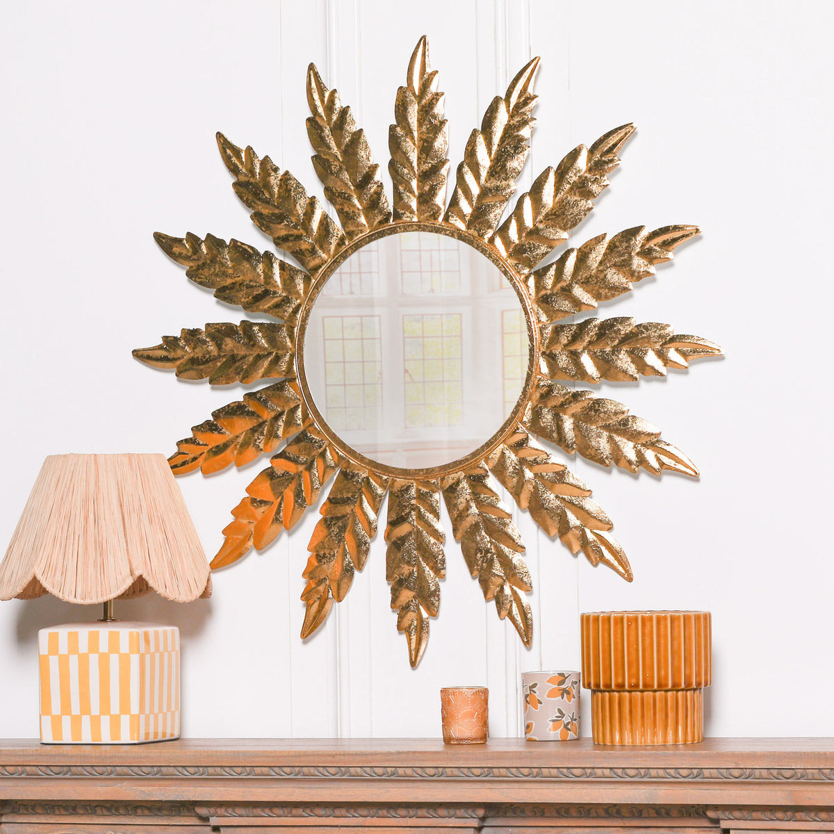 Round 76cm Flower Metal Wall Mirror — Cheshire Furniture Outlet