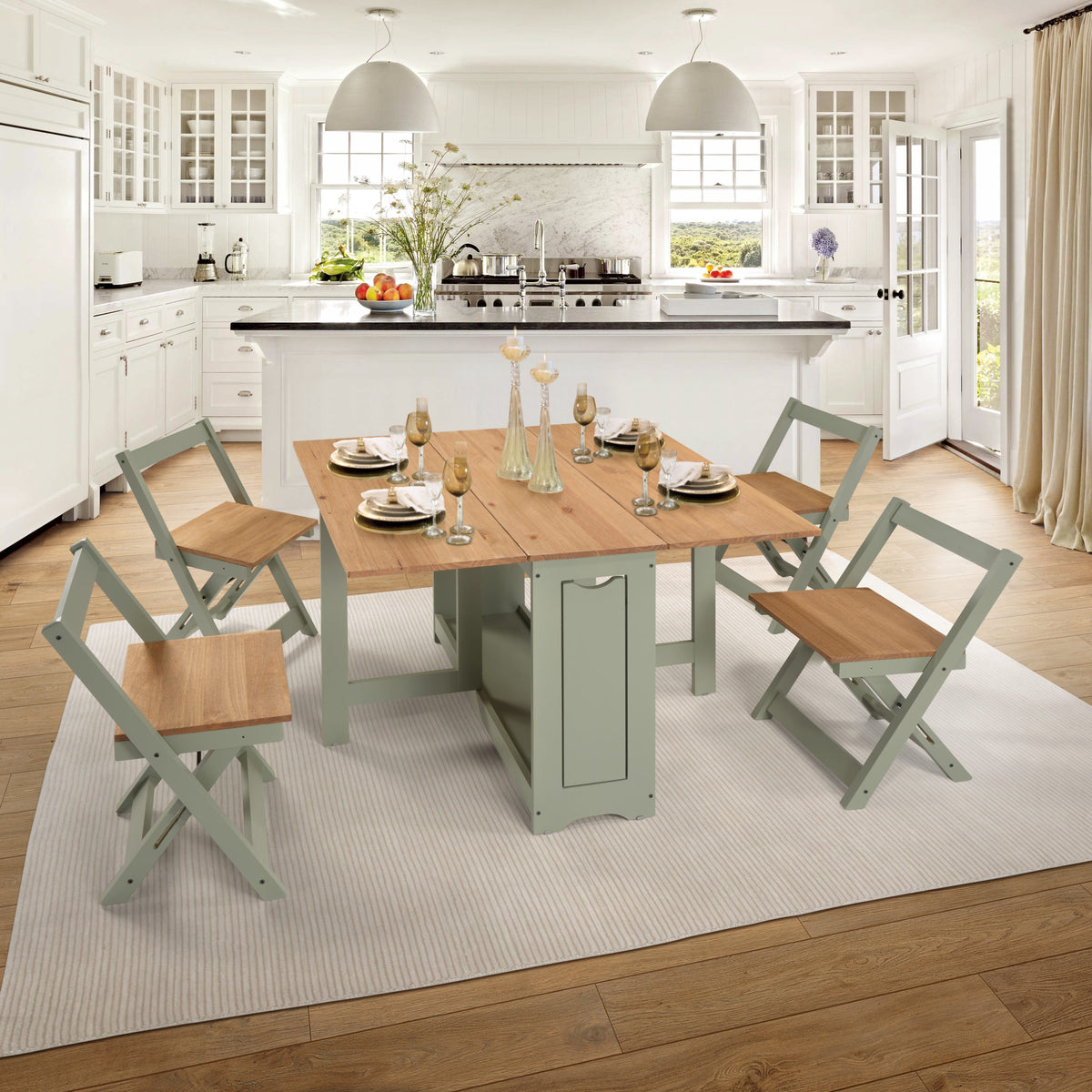 Santos Butterfly Dining Set – Green/Distressed Waxed Pine — Cheshire ...