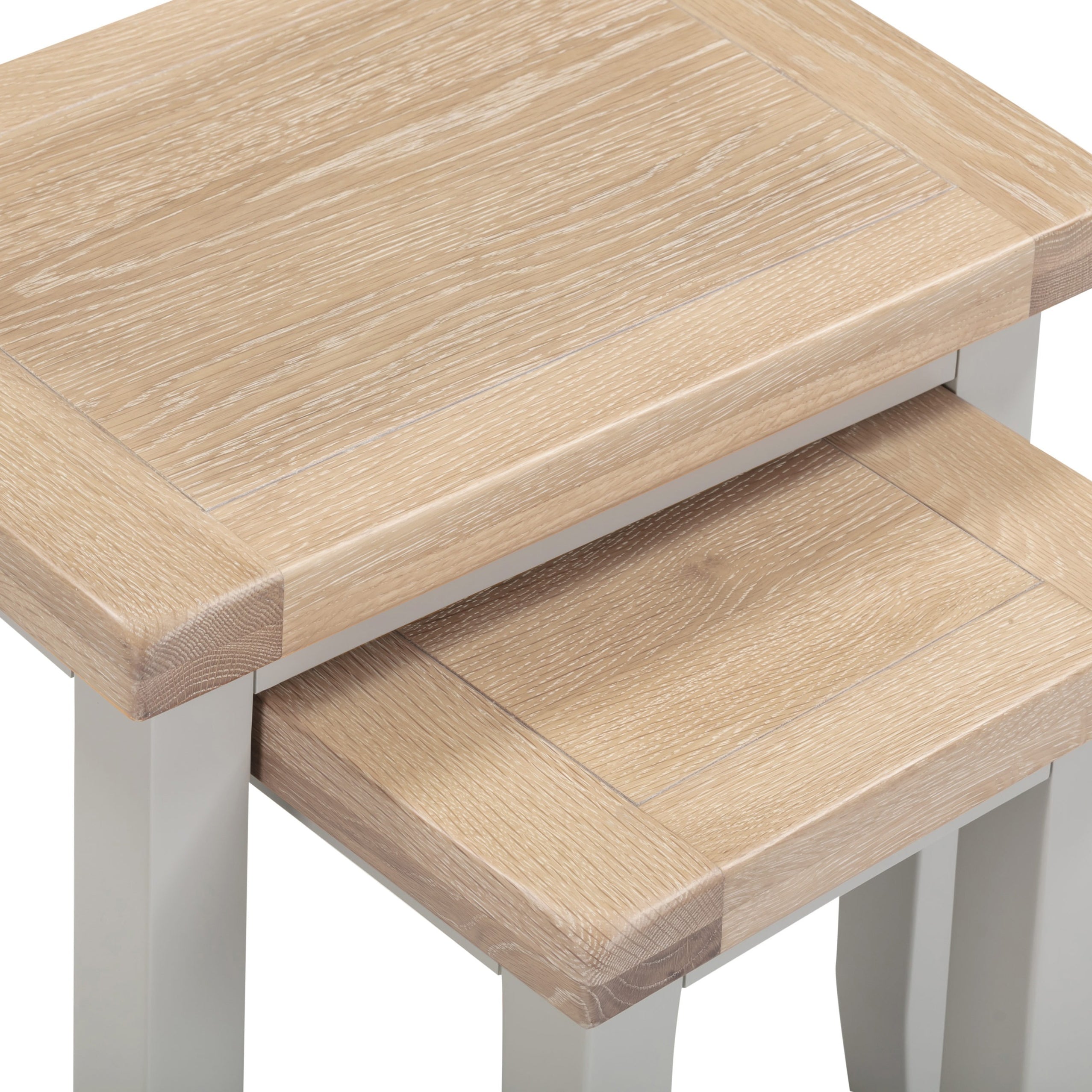 Windsor Nest Of 2 Tables- Pebble Grey/Oak — Cheshire Furniture Outlet