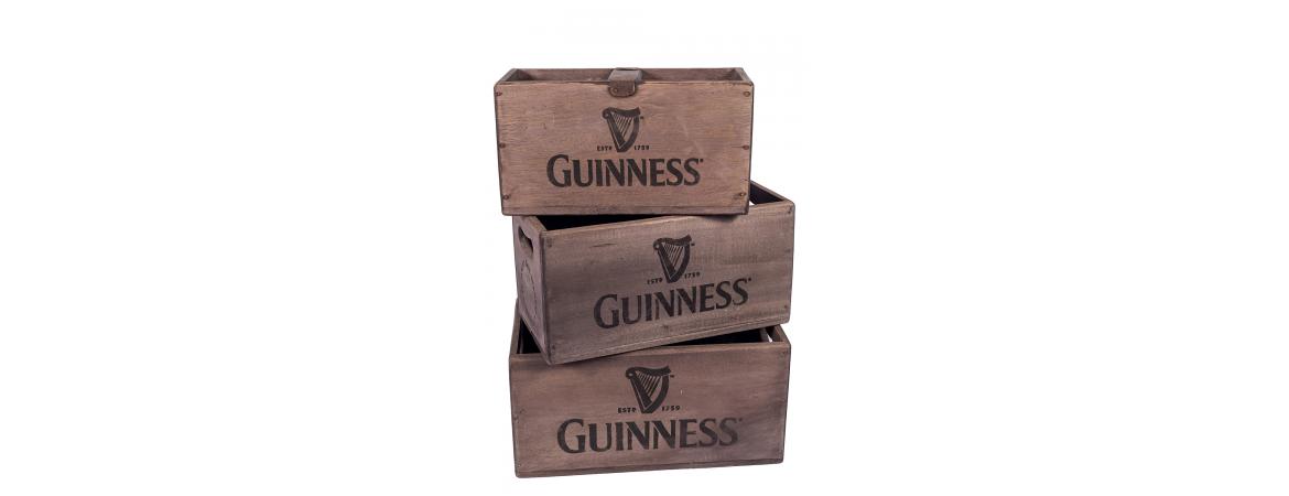Set of 3 Rectangular Fish Boxes - Guinness with Harp Logo — Cheshire ...